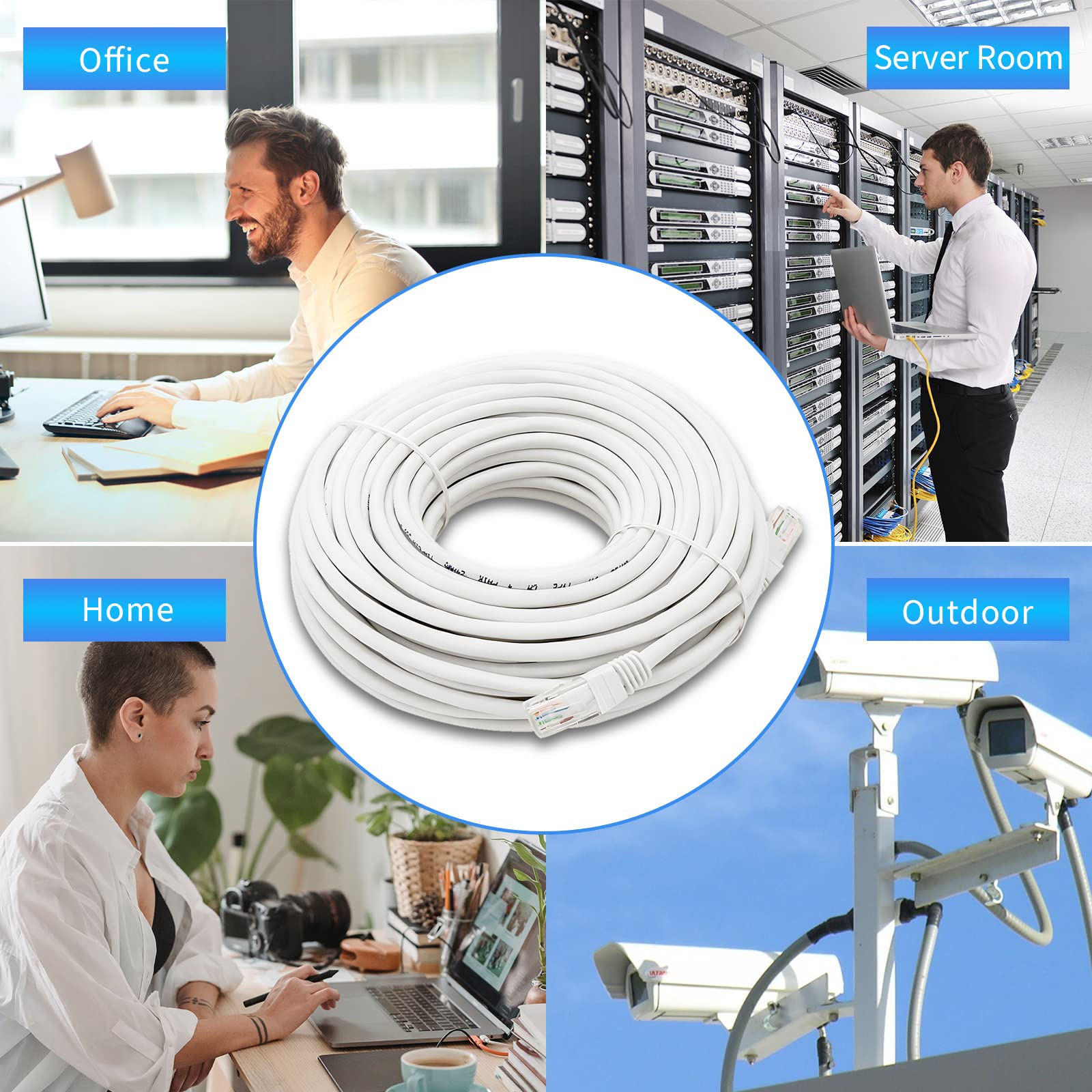 CENTROPOWER Cables Cat5e Ethernet Network Patch Cable, White 100ft Internet Wire for Modem, Router, Pc, TV, Consoles,High Speed Internet…