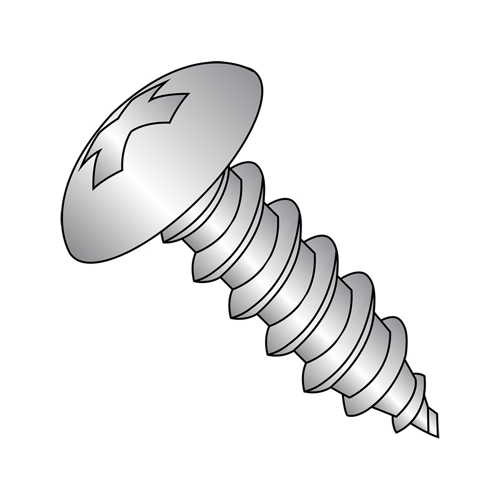 Small Parts 0814APT188 18-8 Stainless Steel Sheet Metal Screw, Plain Finish, Truss Head, Phillips Drive, Type A, #8-15 Thread Size, 7/8" Length (Pack of 50)