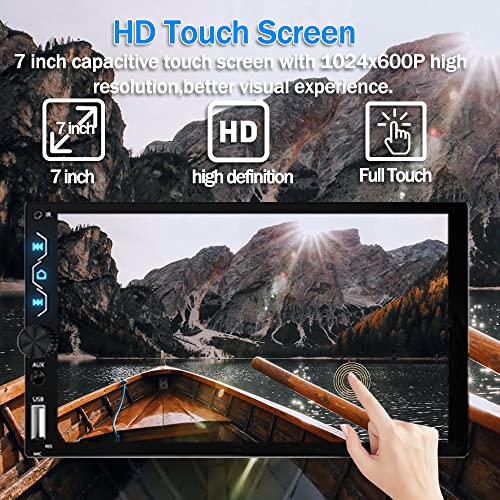 Double Din Car Stereo with Dash Cam,7 Inch Full HD Touchscreen Car Stereo Receiver Support with Apple Carplay and Android Auto,Car Stereo with Bluetooth,Mirror Link,Backup Camera,FM/USB/AUX/Subwoofer