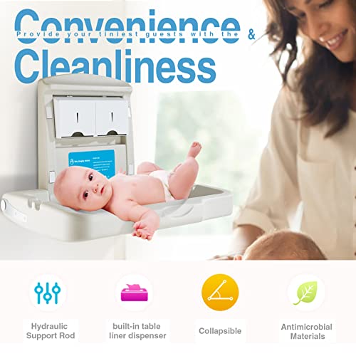 KSITEX Baby Changing Station,Wall Mounted Diaper Changing Tables Fold Up Changer Station Commercial Malls/Hotels/Airports