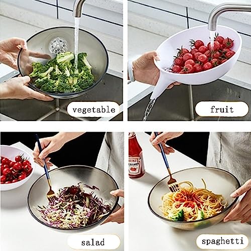 Drainer Food Basket with Spout, Multifunctional Draining Fruit Food Vegetable Kitchen Sink Drainer Bowl Colander Drainbowl Fruits Washer Salad Basket (2PCS*Grey)