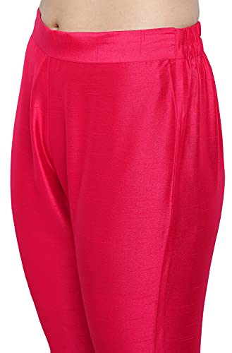 Janasya Women's Pink Poly Silk Kurta with Pant and Dupatta