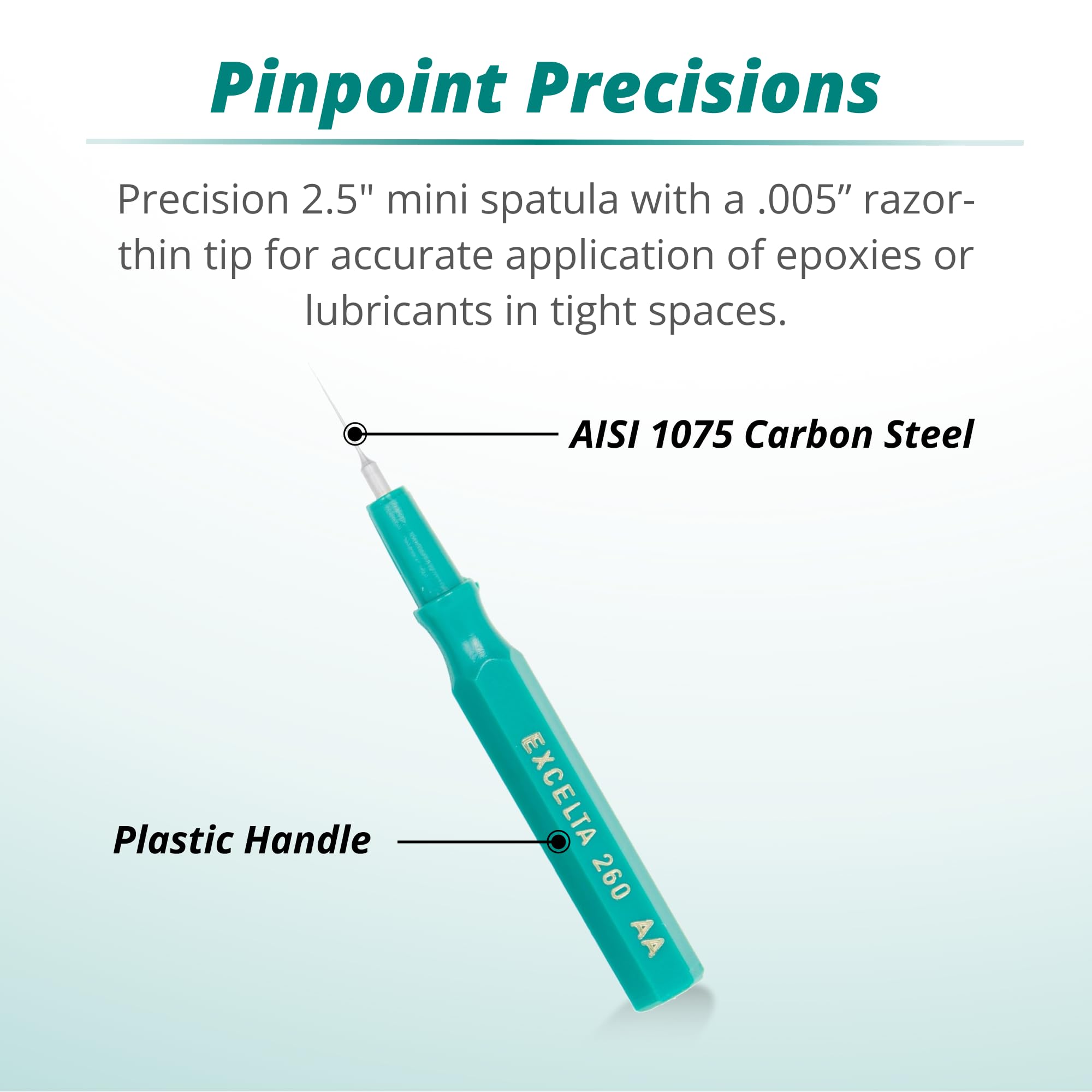 Excelta Mini-Spatula, 2.5" Stainless Steel Tip for Precision Epoxy & Lubricant Application, Professional