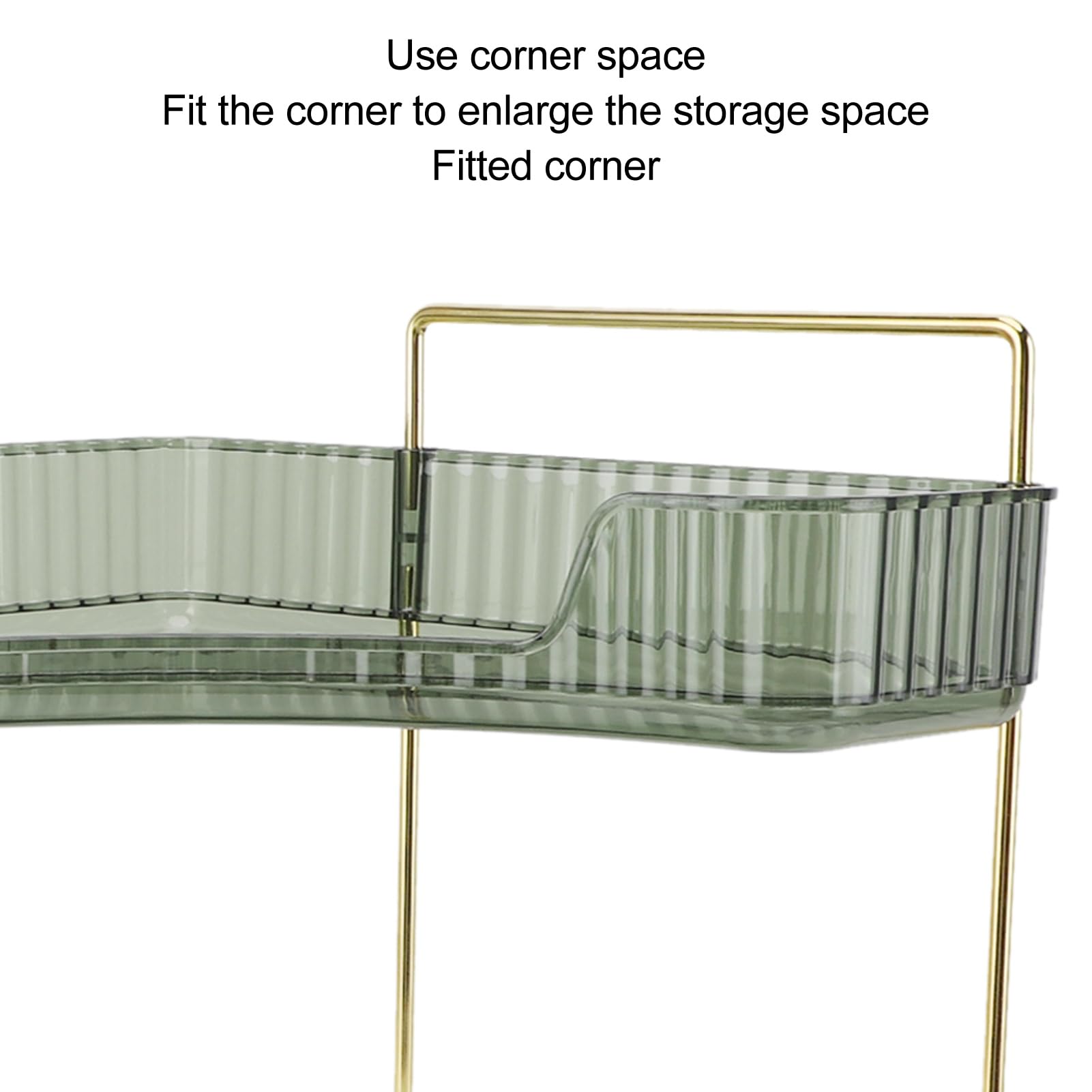 Denominate Corner Bathroom Countertop Organizer Large Capacity Space Saving Iron and PP Material (Dark Green)