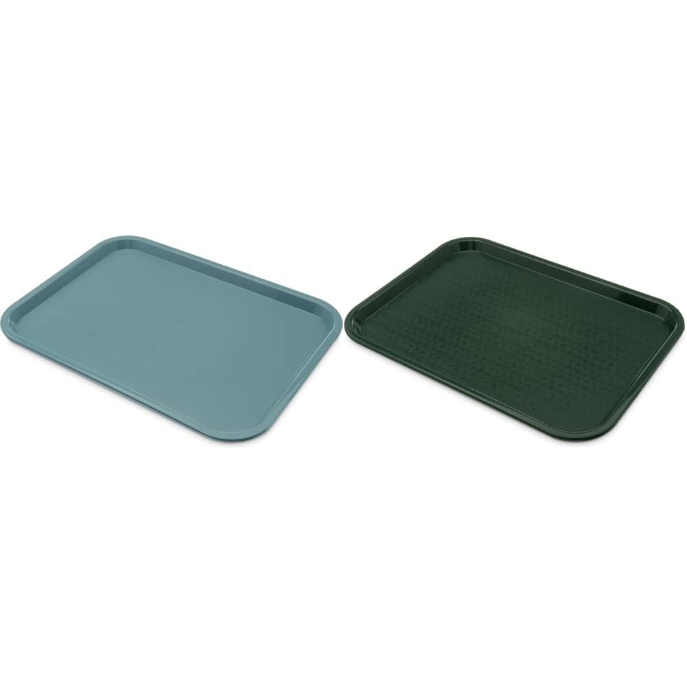 Carlisle FoodService Cafe Plastic Fast Food Trays, 12" x 16", Slate and Forest Green