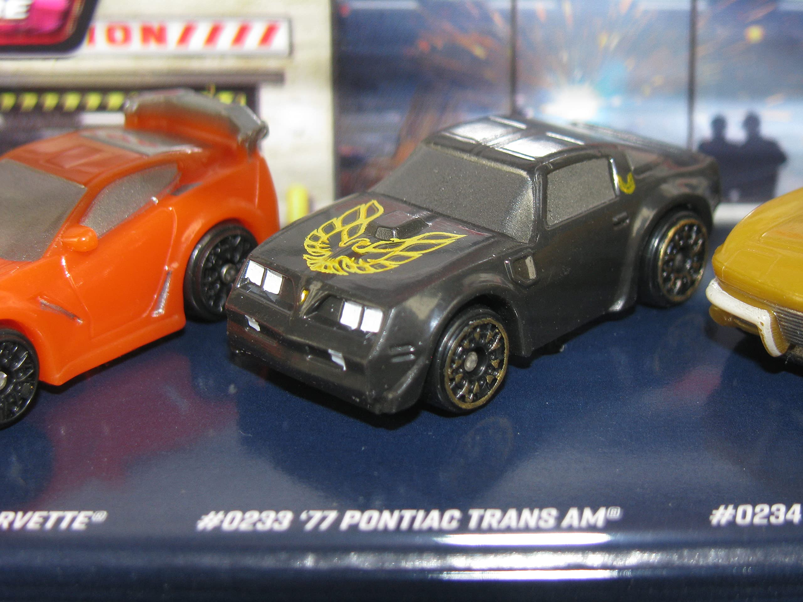 Micro Machines 2021 Series 4 World Pack #11 GM Icons: ZR1 Corvette, Pontiac Trans Am, '63 Split Window Corvette, IROC-Z Camaro, Cadillac CTS V