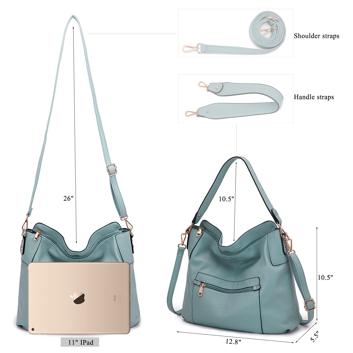 Large Crossbody Bags Ladies Shoulder Handbags Purse and Wallet Set for Women Totes Hobo Purses SkyBlue