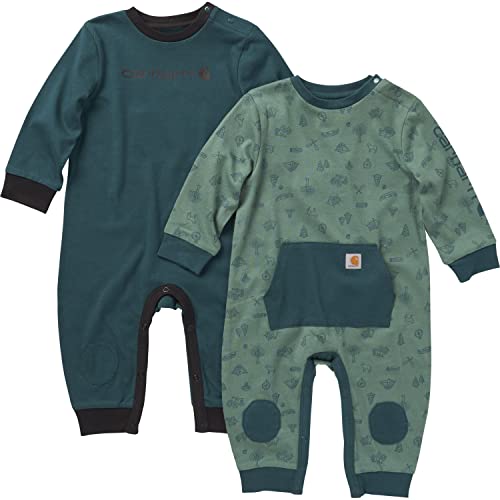 Carhartt Baby Boys Long-sleeve Coverall 2pc Set, Blue Spruce, 12 Months US