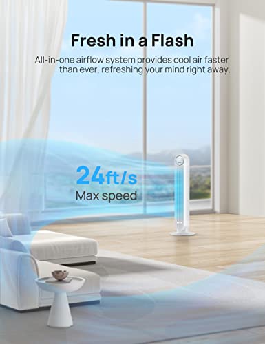 Dreo Tower Fan 42 Inch Pilot Max, 2023 Upgraded Smart Fans for home Works with Alexa/Google/App, 120° & Nomad One Tower Fan with Remote, 24ft/s Velocity Quiet Cooling Fan, 90° Oscillating 4 Speeds