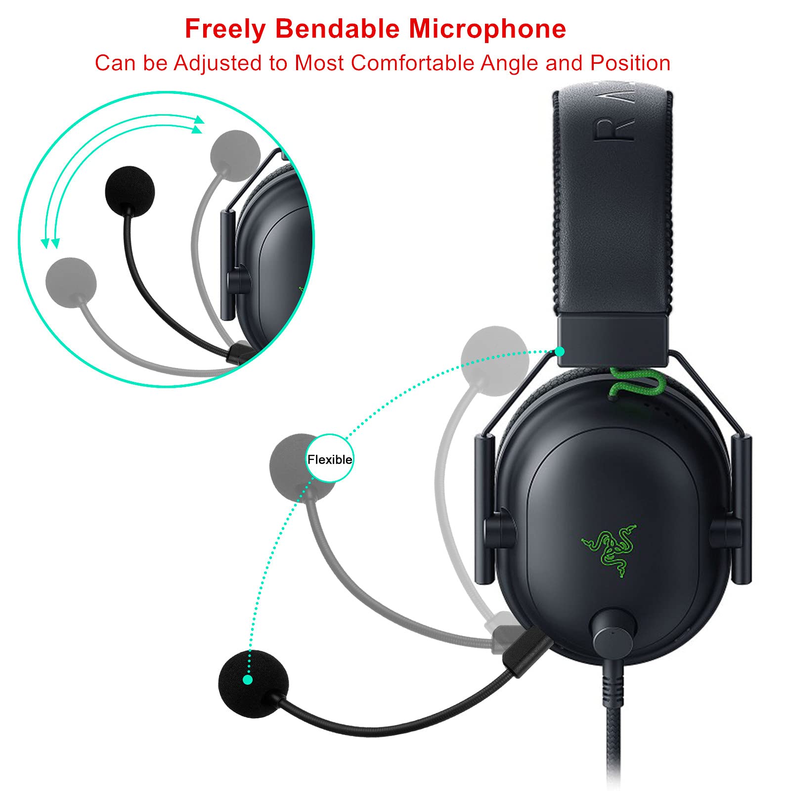 BlackShark V2 Pro Microphone Replacement for Razer BlackShark V2 Pro, V2, V2 SE Gaming Headset, Omnidirectional Mic on PS5, PS4, Switch and Lite, Xbox Series X/S, PC