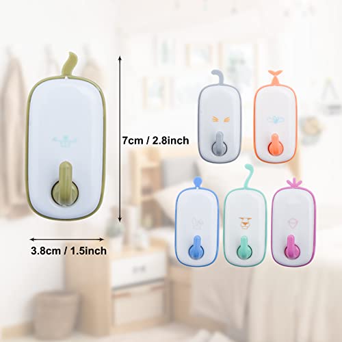 Diesisa Animal Key Holder for Wall, Adhesive Wall Hooks Hanger Decoration No Drilling for Keys, Coat, Bags, Towels - 6 Pack