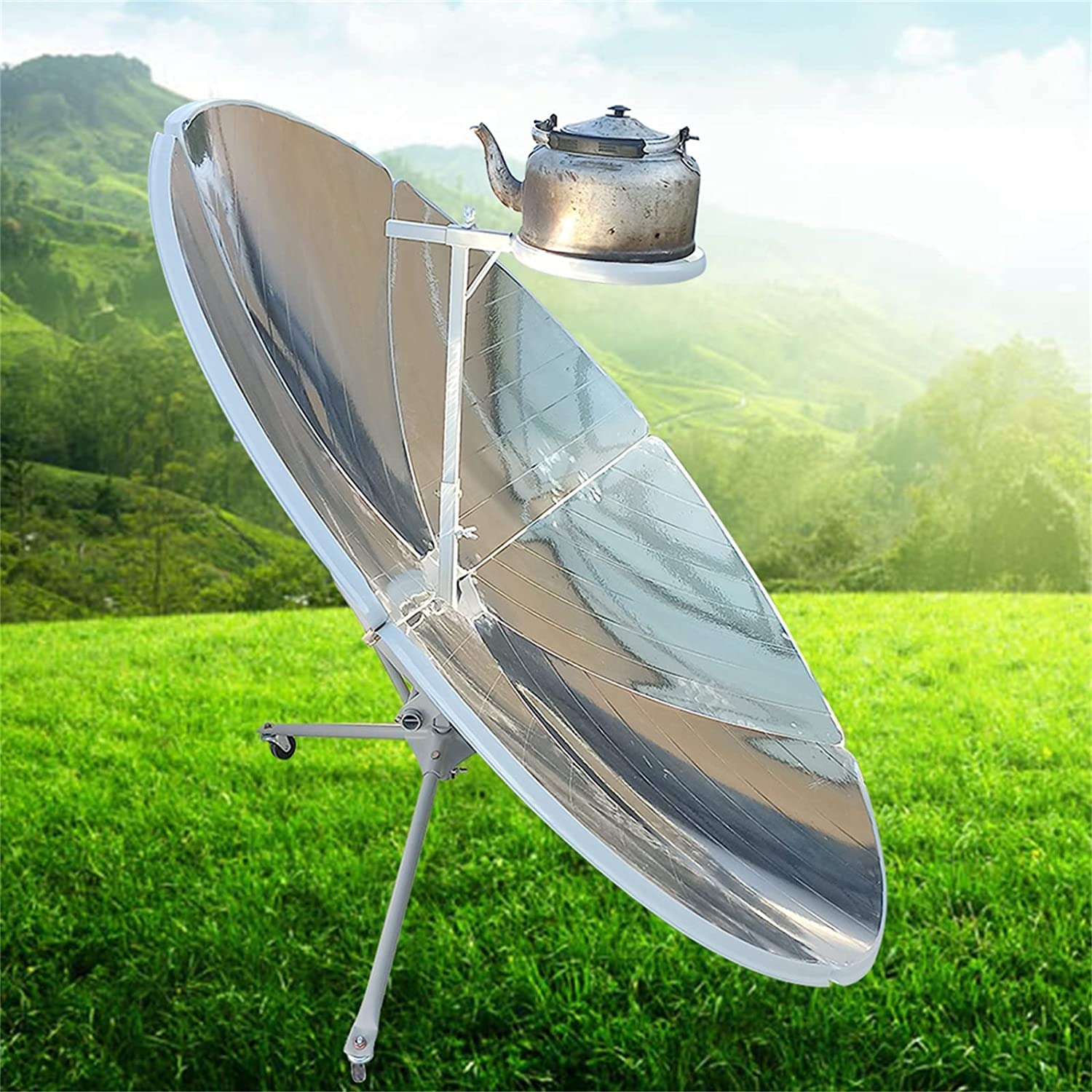 Concentrating Solar Cooker, 59'' Diameter Camping Outdoor Solar Cooker for Outdoor Cooking Steaming, Solar Heating, Visual Education DIY Solar Concentrator, Instantaneous Temperature 1472-1832β