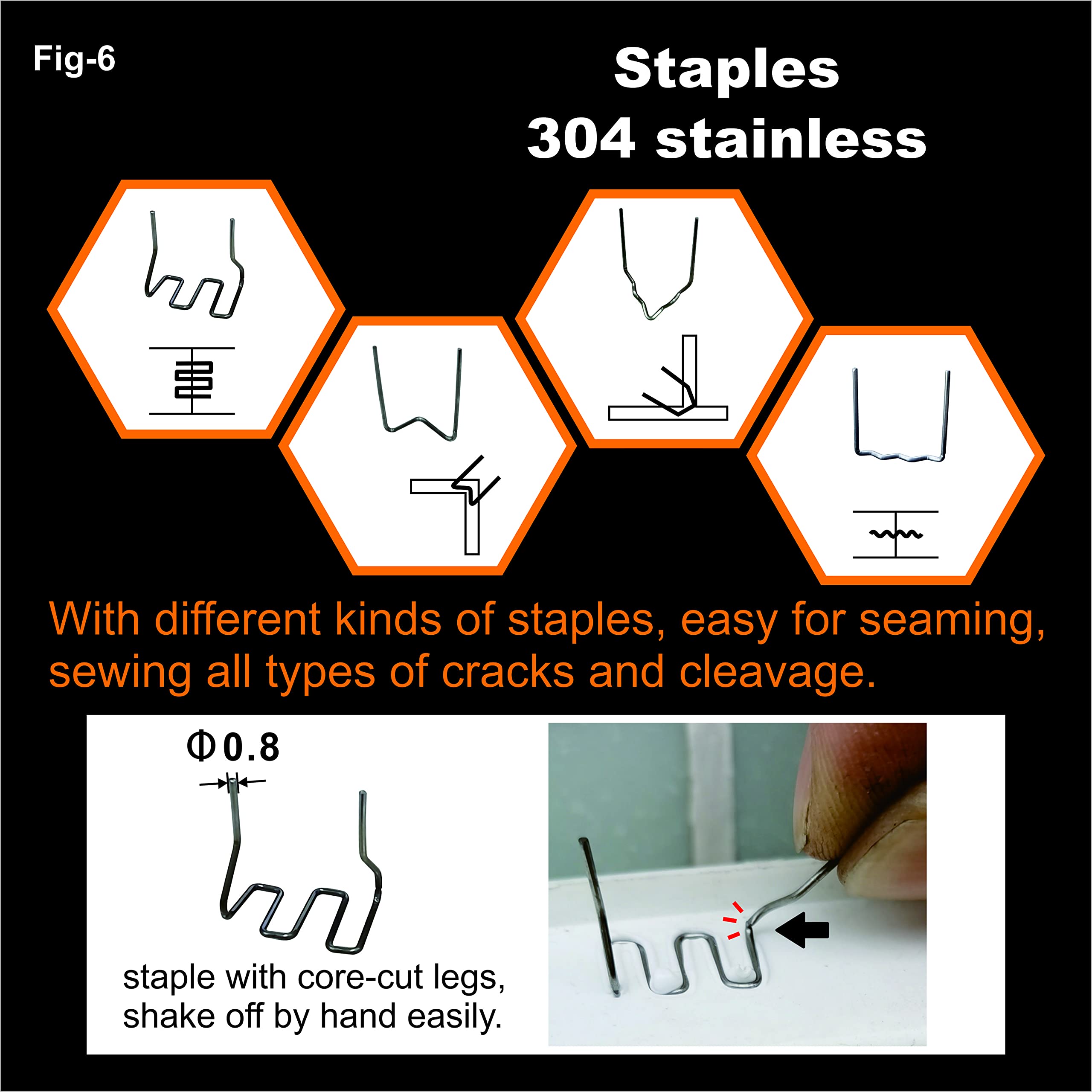 BOSJOB 110W Plastic Welder Kit with Patterned Spatula and 4 Types of Hot Staples for Car Bumper Repair and Kayak, Thin Plastic and All Kinds of Cracks and Holes.