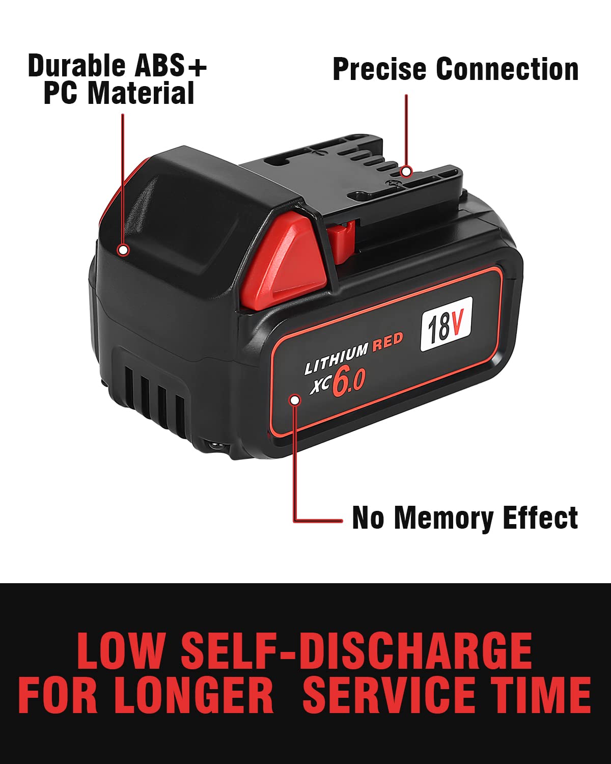 Bslite 2Packs Replacement for Milwaukee M18 Battery 6.0Ah 48-11-1862 Compatible with Milwaukee M18 Battery Tools and Charger(Black)