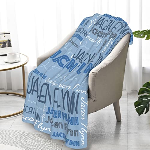 Dr.TOUGH Personalized Blankets for Kids Adults Personalized Name Blanket Custom Blanket with Name Gift for Christmas Birthday Valentines Day (Light Blue, 50β x 60β)