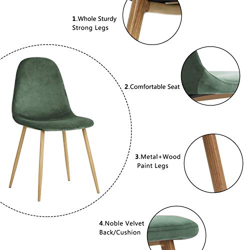 GreenForest Dining Table White Modern Round Table with Wood Legs, Velvet Dining Chairs Set of 4,Dining Kitchen Room Chairs with Metal Legs