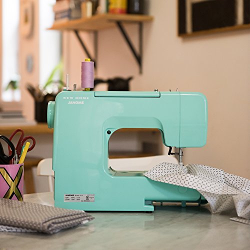Janome Arctic Crystal Easy-to-Use Sewing Machine with Interior Metal Frame, Bobbin Diagram, Tutorial Videos, Made with Beginners in Mind!, Blue