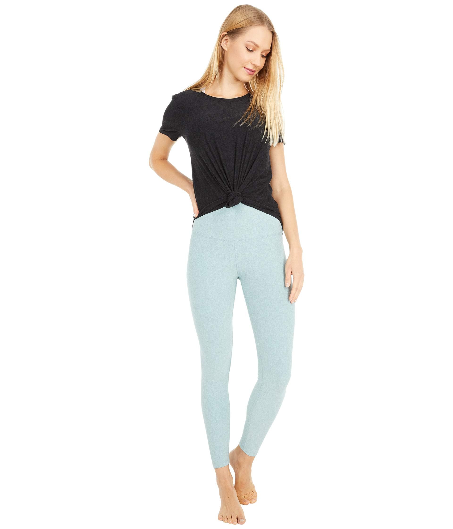 Beyond Yoga Womens Featherweight On The Down Low Tee Deep Sea Heather XS One Size