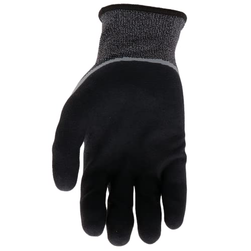 Boss Men's Tactile Barrier Dual Layer Latex Coated Work Gloves, Water Resistant, Superior Grip, Tear Resistant, Gray/Black, Large (B32021-L)