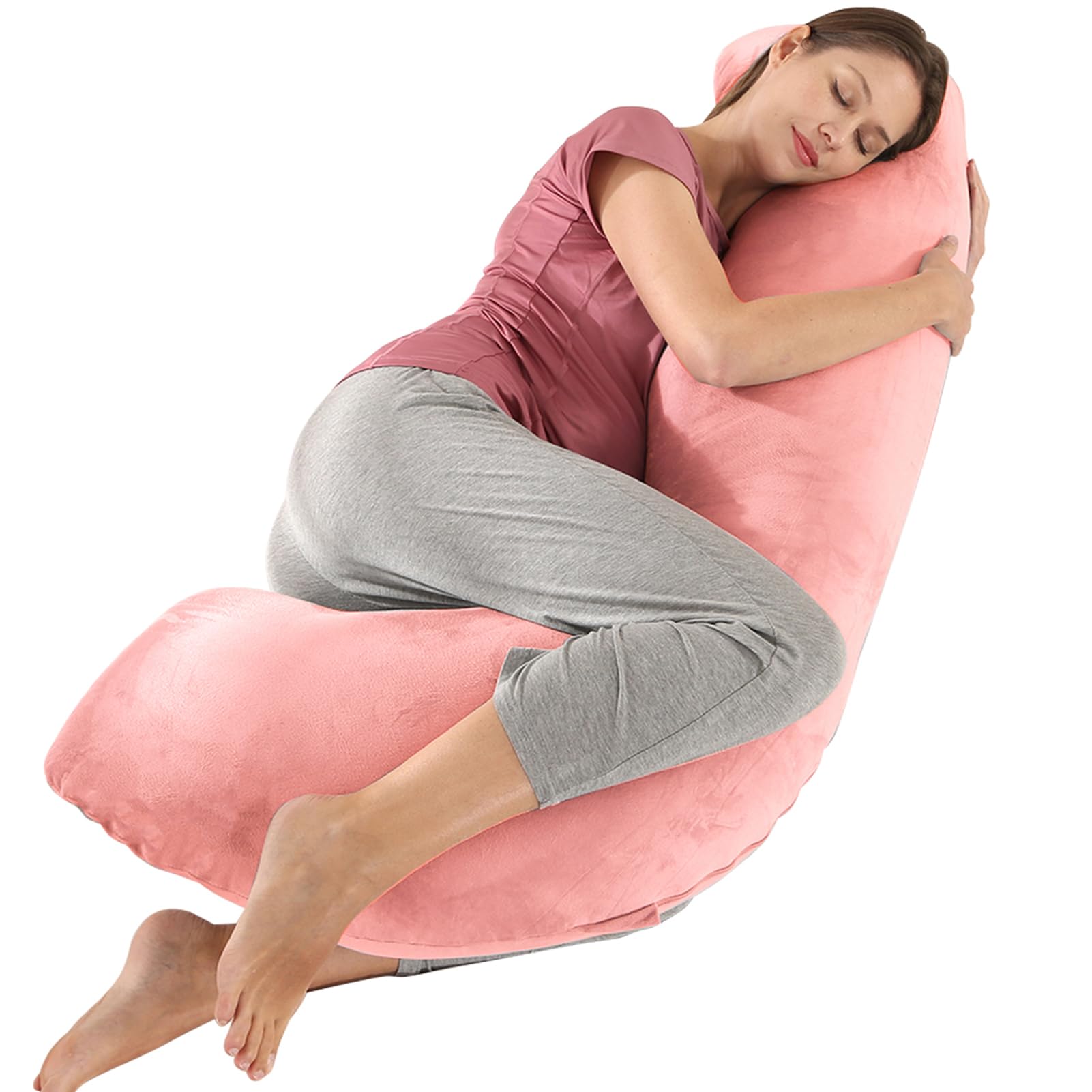 BATTOP Pregnancy Body Pillows for Sleeping,Maternity Pillow with Removable Cover,Support for Belly,Hips, Legs,Pregnancy Must Haves,Side Sleeper Body Pillow