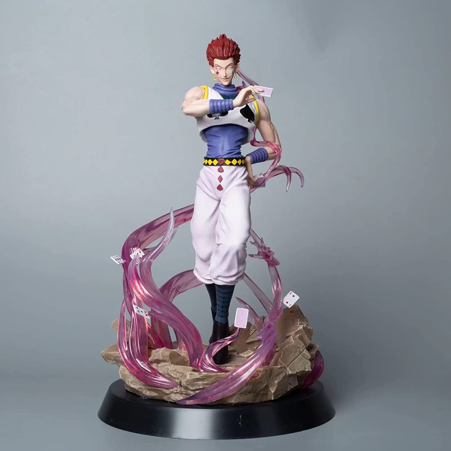 BeyondNice New Hunter×Hunter Hisoka Morow Handmade 32cm/12.6inch Hisoka Statue Anime Collection Figurine Doll Gifts (Replacement Head)