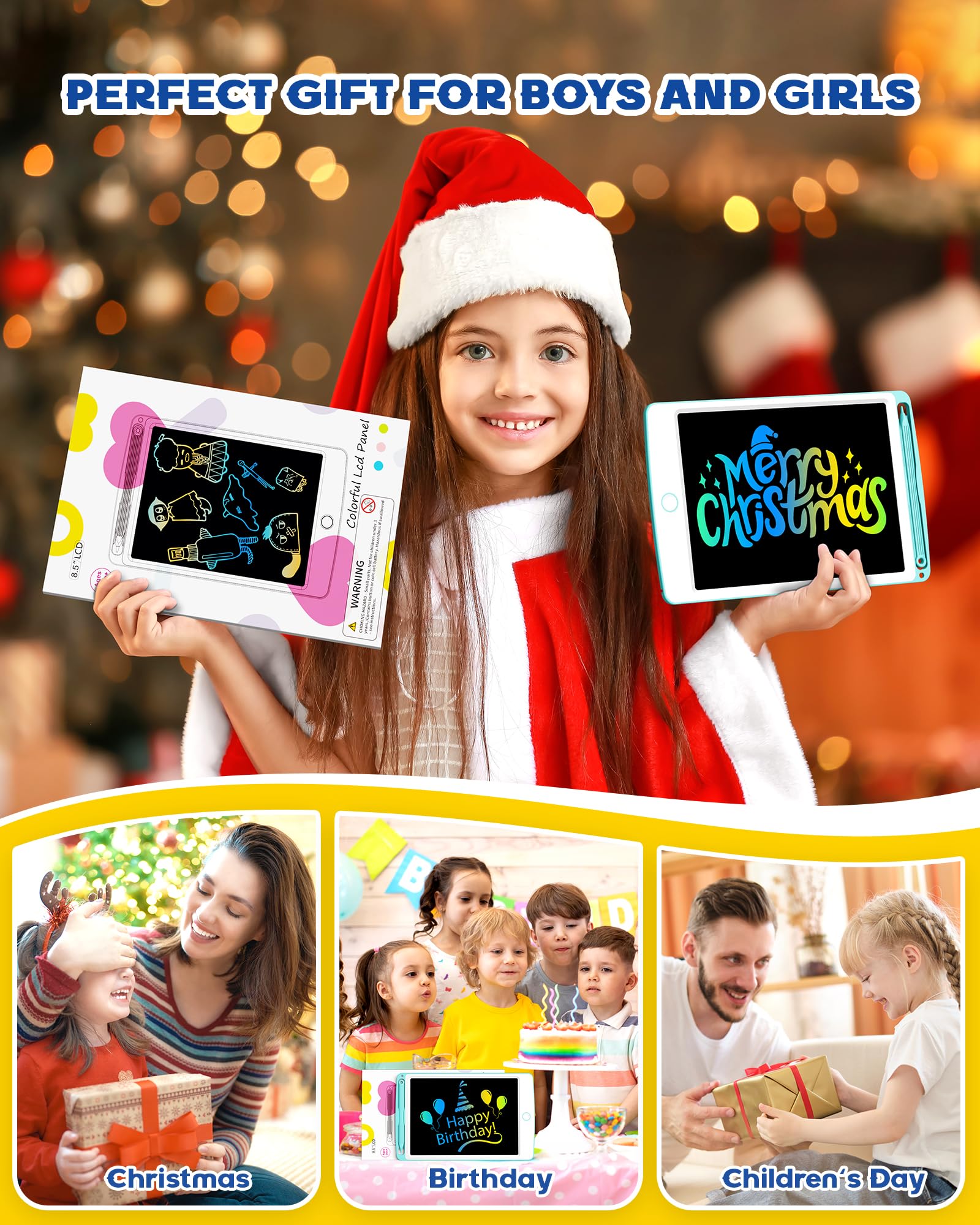bravokids 8.5 Inch LCD Writing Tablet Board, Colorful Doodle Board Drawing Pad, Educational Learning Travel Toys for Age 3 4 5 6 7 8 Years Old Girls and Boys, Green
