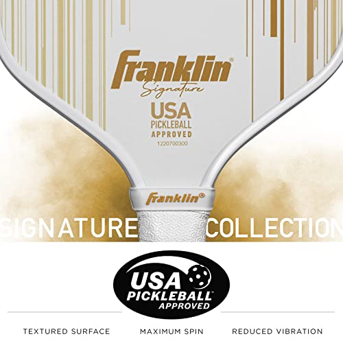 Franklin Sports Pro Pickleball Paddles - Signature Series Pro Pickleball Paddle with MaxGrit Surface - USA Pickleball (USAPA) Approved Tournament Pickleball Paddle - 13mm Polypropylene Core - Gold