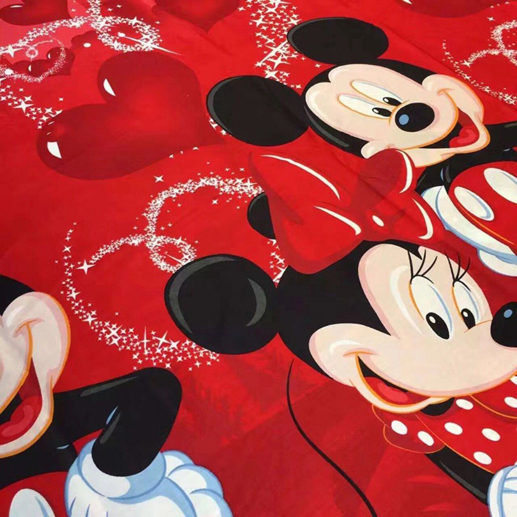 Haru Homie 100% Cotton Kids Reversible Printing Mickey Mouse Couples Duvet Cover 2PCS Bedding Set with Zipper Closure, Twin(No Comforter)