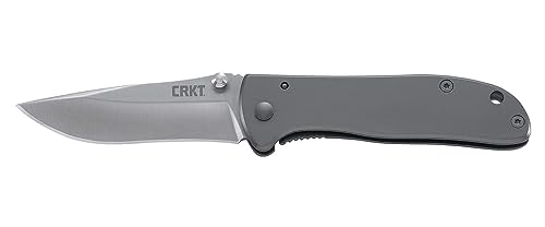 CRKT Drifter EDC Folding Pocket Knife: Everyday Carry, Gray Ti Nitride Blade, Thumb Stud Opening, Stainless Steel Handle, Pocket Clip 6450S