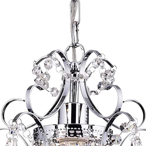 Plug in Pendant Lights with K9 Crystal,Hanging Lamp with 15Ft Clear Cord & On/Off Switch,Mini Chandelier for Closet Living Room Girls Room Bedroom Nursery