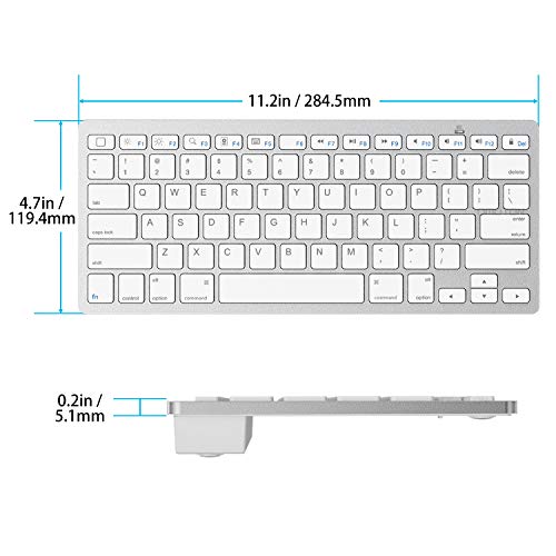 OMOTON Ultra-Slim Bluetooth Keyboard for iPad 10.2(9th/ 8th/ 7th Generation)/ 9.7, iPad Air 4th Generation, iPad Pro 11/12.9, iPad Mini, and More Bluetooth Enabled Devices, White