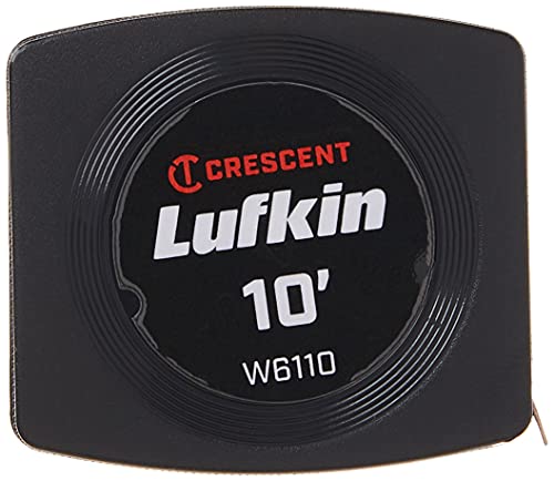 Crescent Lufkin 1/4" x 10' Pee Wee Yellow Clad Pocket Tape Measure - W6110 , Black