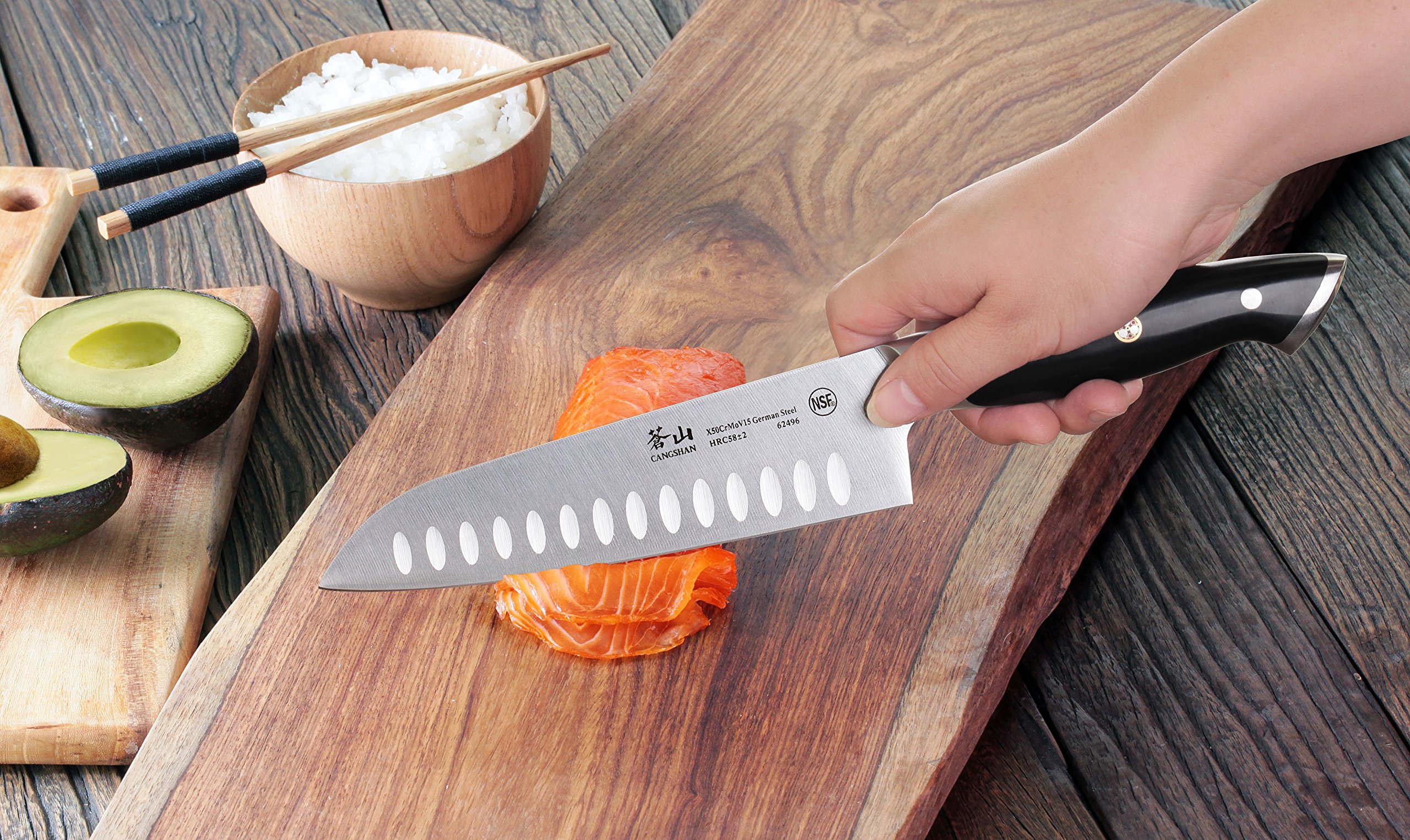 Cangshan Z Series 62496 German Steel Forged Santoku Knife, 7-Inch