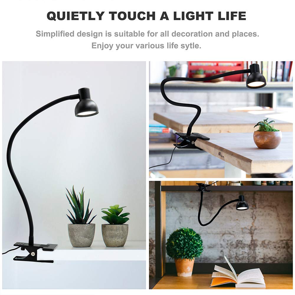 BOHON Clamp Lamp Clip on Light Reading Lights Eye-Caring 3 Color Modes 10 Brightness Dimmer USB Study Book LED Desk Lamp 360° Flexible Gooseneck Night Light for Headboard Bedroom