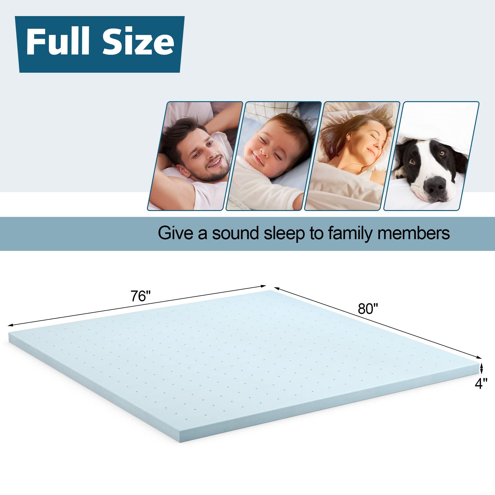 Giantex 4 Inch Mattress Topper, Gel Infused Memory Foam Bed Topper, Cooling Ventilated Mattress Bed Pad Soft & Supportive, Pressure Relieving, CertiPUR-US Certified (King)
