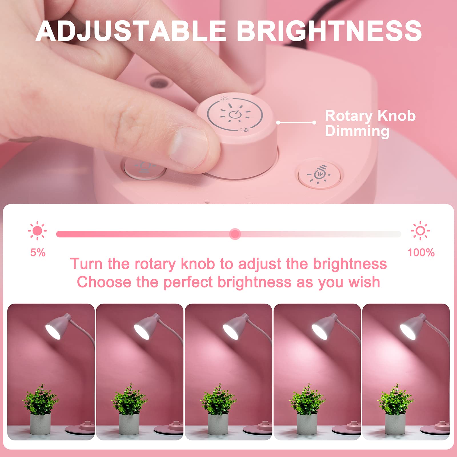 BOHON LED Desk Lamp Reading Light Eye-Caring 3 Color Modes 10 Brightness Dimmer USB Study Book Clamp Lamp 360° Flexible Clip on Night Light for Headboard Bedroom and Office