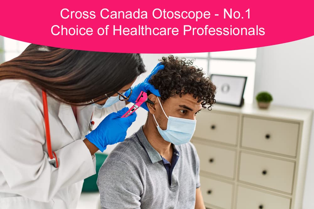 Cross Canada 11-080 Physician Fiber Optic LED Pocket Otoscope Diagnostic Set - Pink