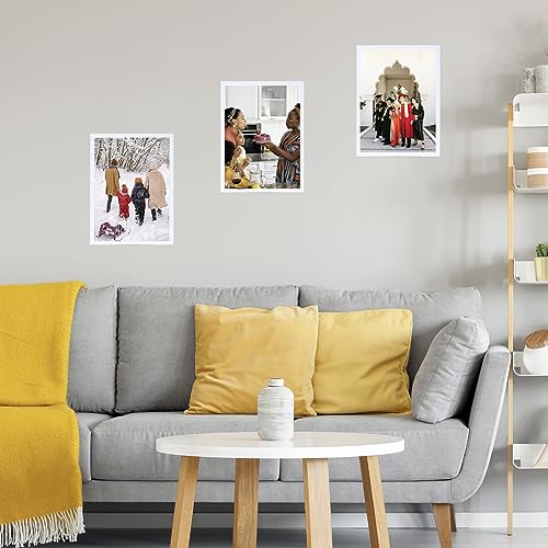 JCJMY 11x15 inch Picture Frame, Horizontal and Vertical Formats for Wall Hanging, 11 x 15 Wall Gallery Poster Photo Frame with Durable Shatter Resistant Plexiglass, White