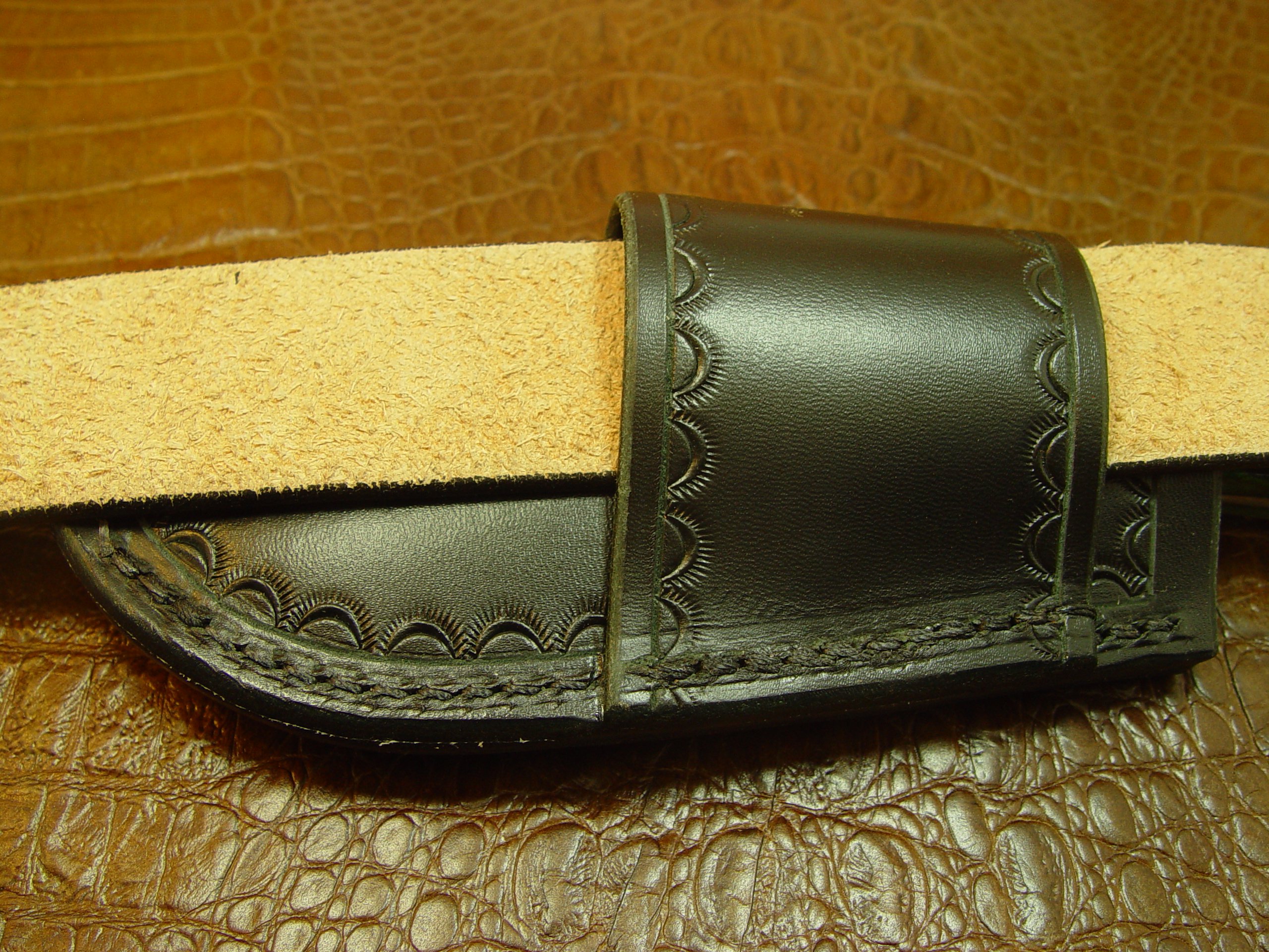 Cross Draw Premium Leather Knife Sheath for Buck 113, 6.4" Fixed Blade Knife Holder, Dyed Black