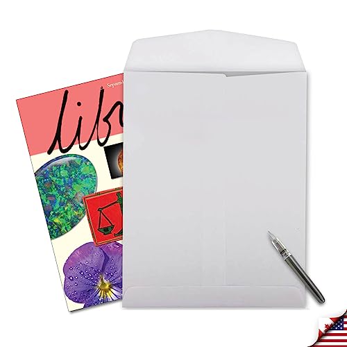NobleWorks - 1 Jumbo Birthday Card with Zodiac Sign (8.5 x 11 Inch) - Astrology Birth Sign, Large Bday Greeting Card with Envelope - Libra J9448