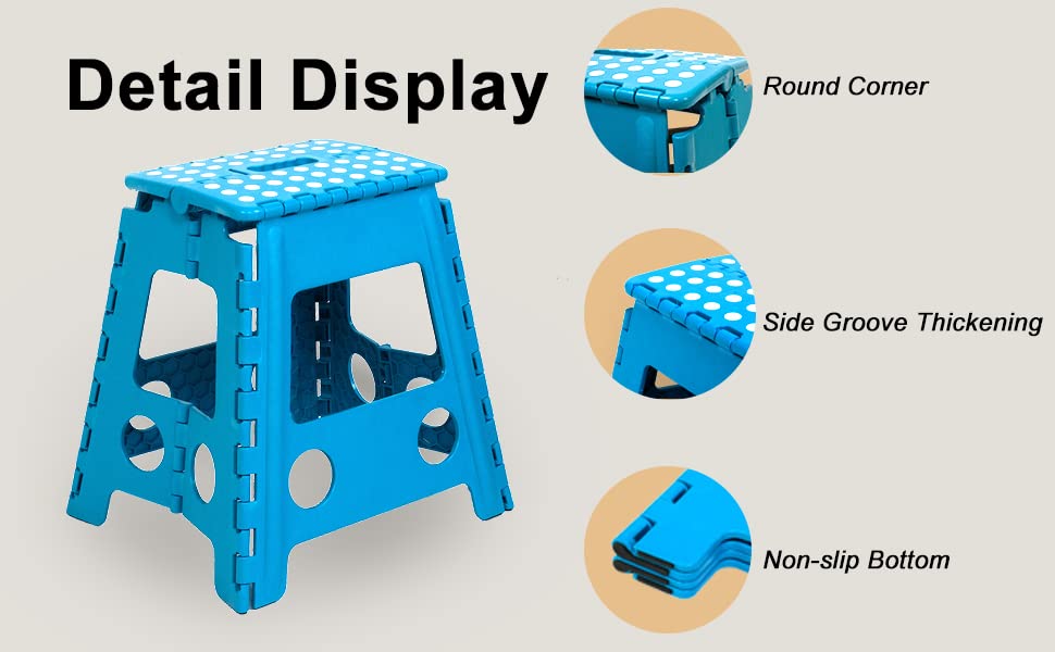 Dporticus 2Pack 16 Inch Foldable Step Stool with Handle for Kids & Adults Portable Super Strong Folding Kitchen Step Stool Non-Slip Design Garden Bathroom Stepping Stool