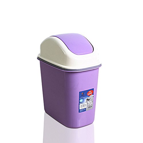 OUUD Plastic Swing-Top Waste Can Trash Can with Swing Lid, 2.2 Gallon /10L (Purple)