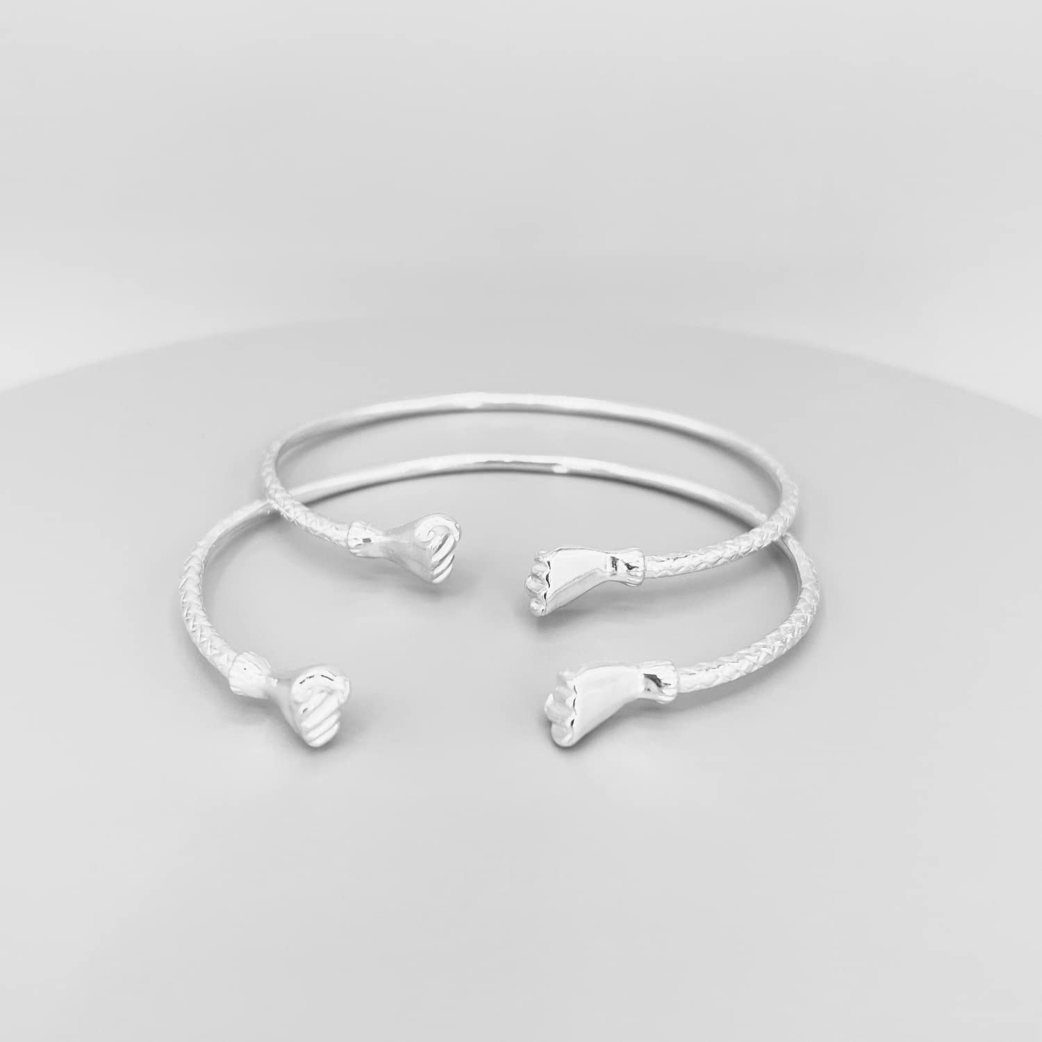 Better Jewelry Fist .925 Sterling Silver West Indian Bangles, 1 pair, Made in the Usa
