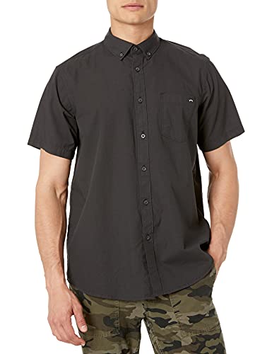Billabong Men's Classic Sundays Woven Short Sleeve Shirt, Black Night, Large