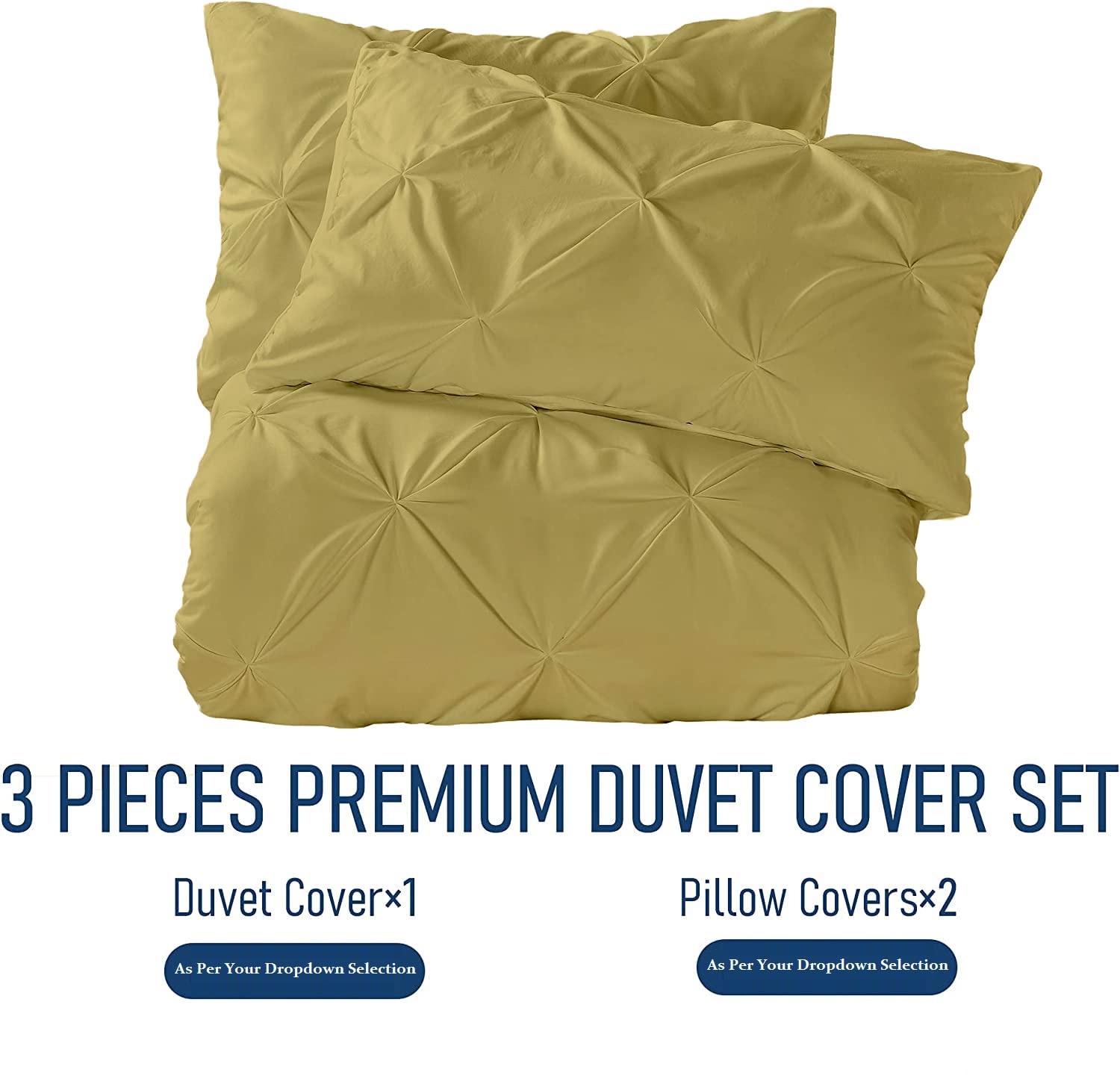 Crown Collection Luxuriate Hotel 1000-TC Hypoallergenic Ultra Soft 100% Egyptian Cotton Super King Plus 120X120 Toupe Solid Pinch Plated Duvet Cover with Zipper Colser & 2pcs Pillow Case Set