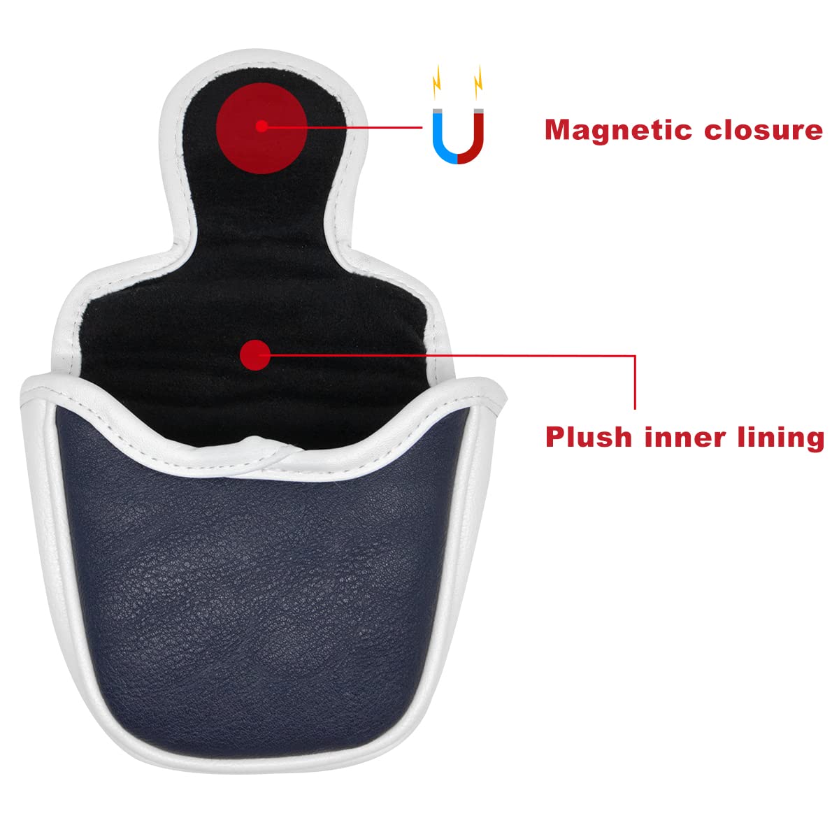 Barudan Golf Mallet Putter Headcover Magnetic Closure - USA - Patriotic Putter Cover Mallet - Synthetic Leather Golf Putter Head Covers Mallet