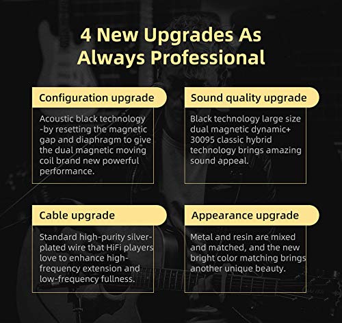 KZ ZSN PRO X Dual Driver Earbuds Headphone, HiFi Stereo Sound Earphone with Balanced Armature and Dynamic Driver Ergonomic Comfortable Headset (Golden with Microphone)……