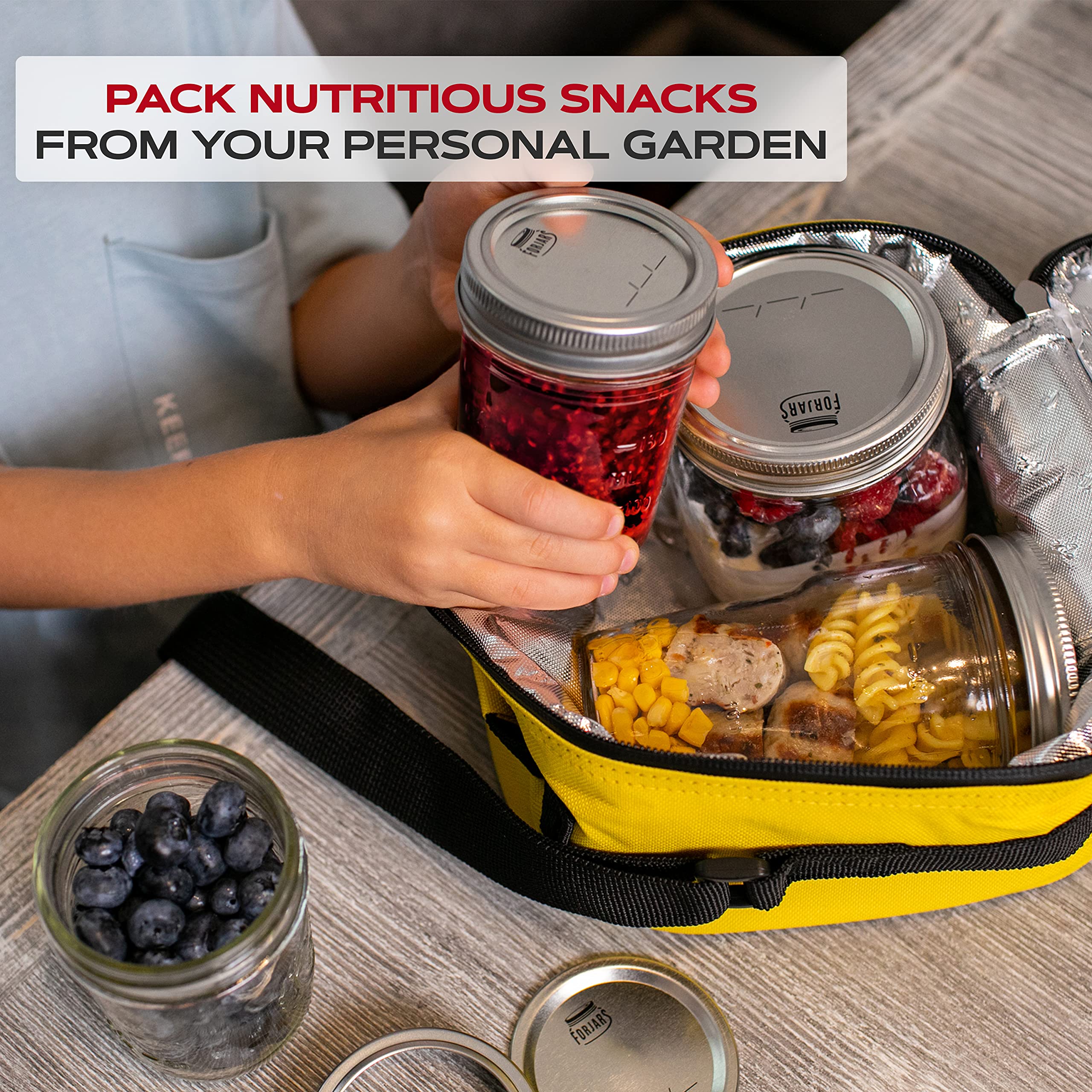 Canning Lids Regular Mouth, 100-Pack β Create Airtight Seals on Mason Jars to Preserve Food for Meal Prep & Food Storage β 2.7 In. Steel Lids with Silicone Seals β Canning Supplies by FORJARS