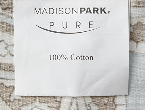 Madison Park Ronan Design Organic Cotton Fabric Long Shower Curtain, Paisley Classic Shower Curtains for Bathroom, 72 X 72, Blue