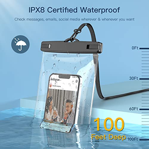 MATEPROX Large Waterproof Phone Pouch for Swimming, IPX8 Universal Waterproof Phone Case Up to 10.5" for Beach, 2 Pack Phone Waterproof Bag for iPhone 13 12 11 X Pro Max Galaxy S22 Ultra(Black)